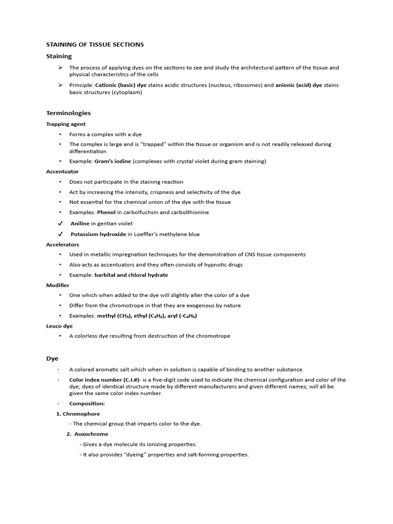 Tissue Staining Techniques Explained Pdf Staining Dye