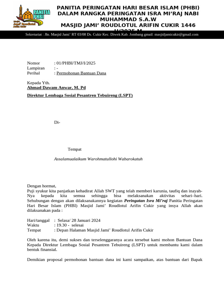 Surat Pengantar Proposal | PDF