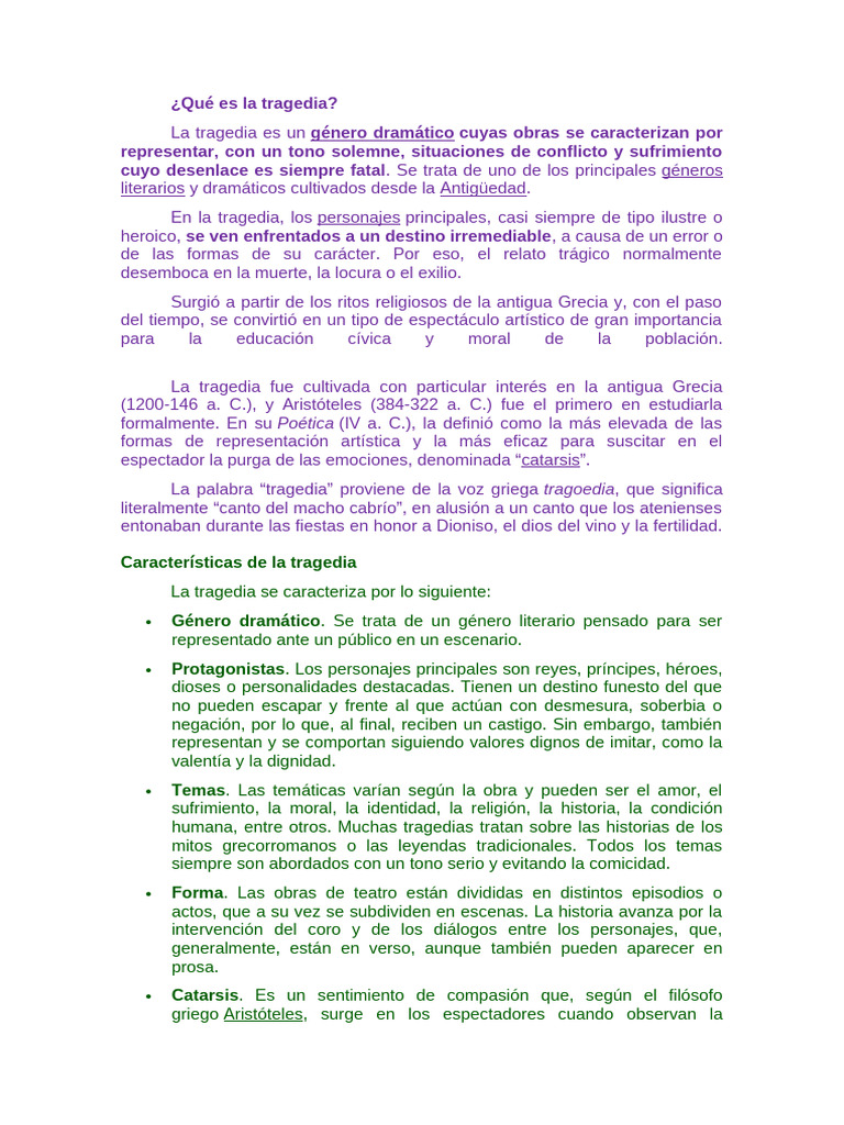 Características y tipos de tragedia | PDF | Tragedia | Teatro