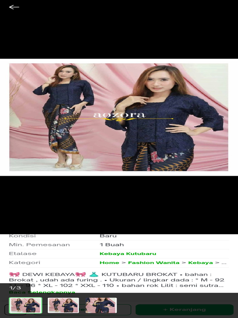 httpswww.tokopedia.comdewikebayasetelan-kebaya-kutubaru-brokat-busui-warna-biru-dongker-navy ...