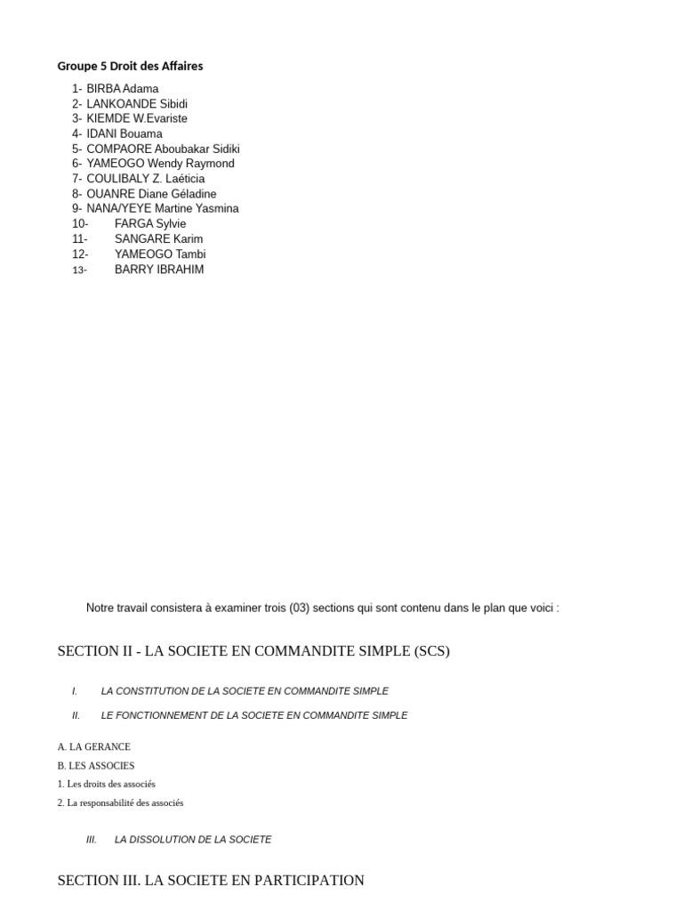 Les Sociétés en Commandite Simple | PDF | Business