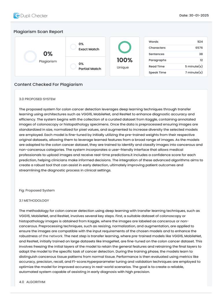 Duplichecker Plagiarism Report | PDF | Deep Learning | Medical Diagnosis