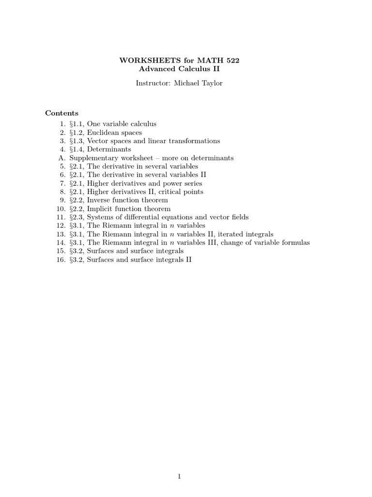 Advanced Calculusii | PDF | Integral | Functions And Mappings