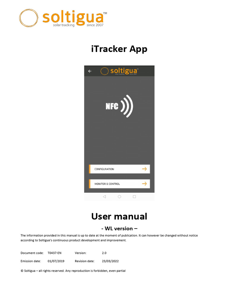 Soltigua-T0437-EN-V2.0-iTracker WL App User Manual | PDF | Mobile App | Mobile Phones