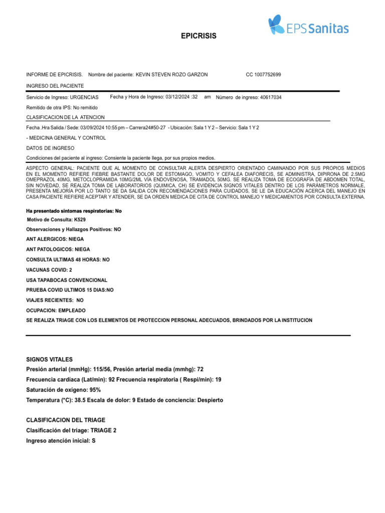 Informe de Epicrisis: Ingreso y Tratamiento | PDF