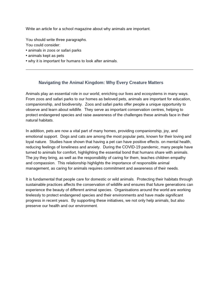 Article_ why animals are important | PDF