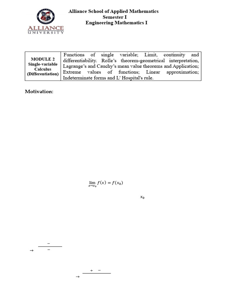 Module 2 | PDF | Derivative | Calculus Module 2 | PDF | Derivative | Calculus