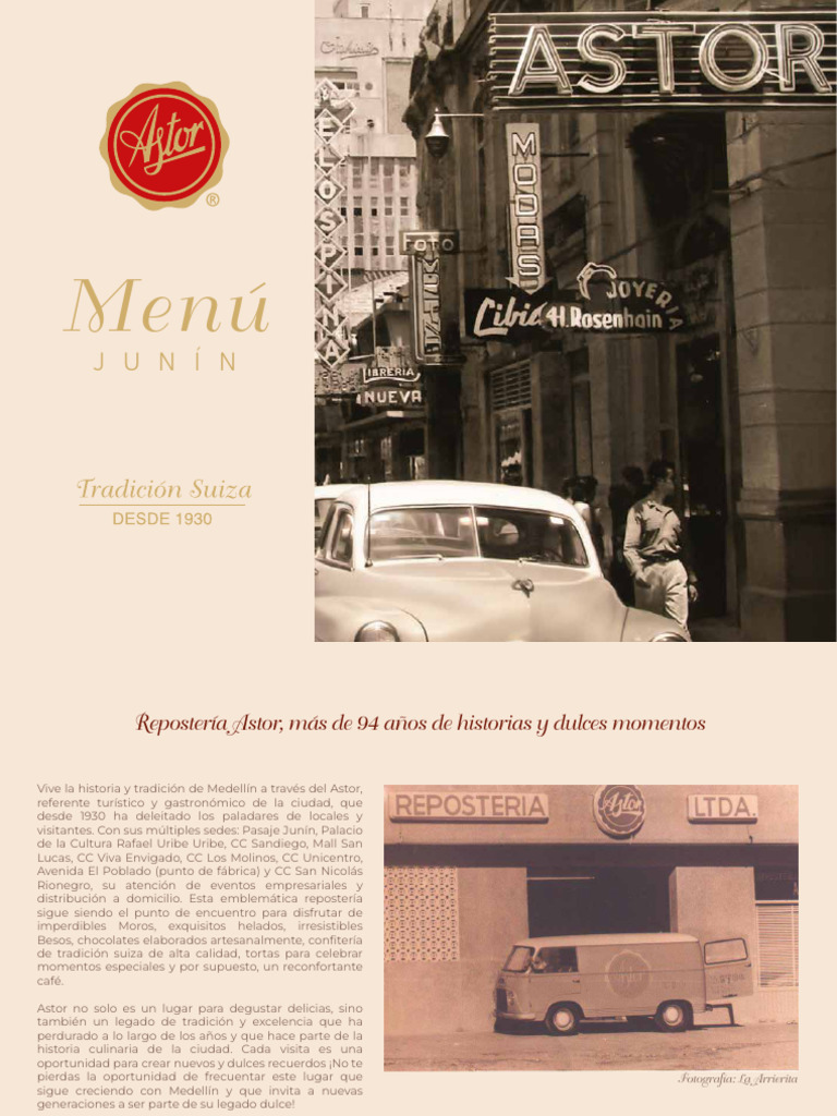 Astor Medellín: Menú Tradicional y Dulces | PDF | ensalada | Pasteles