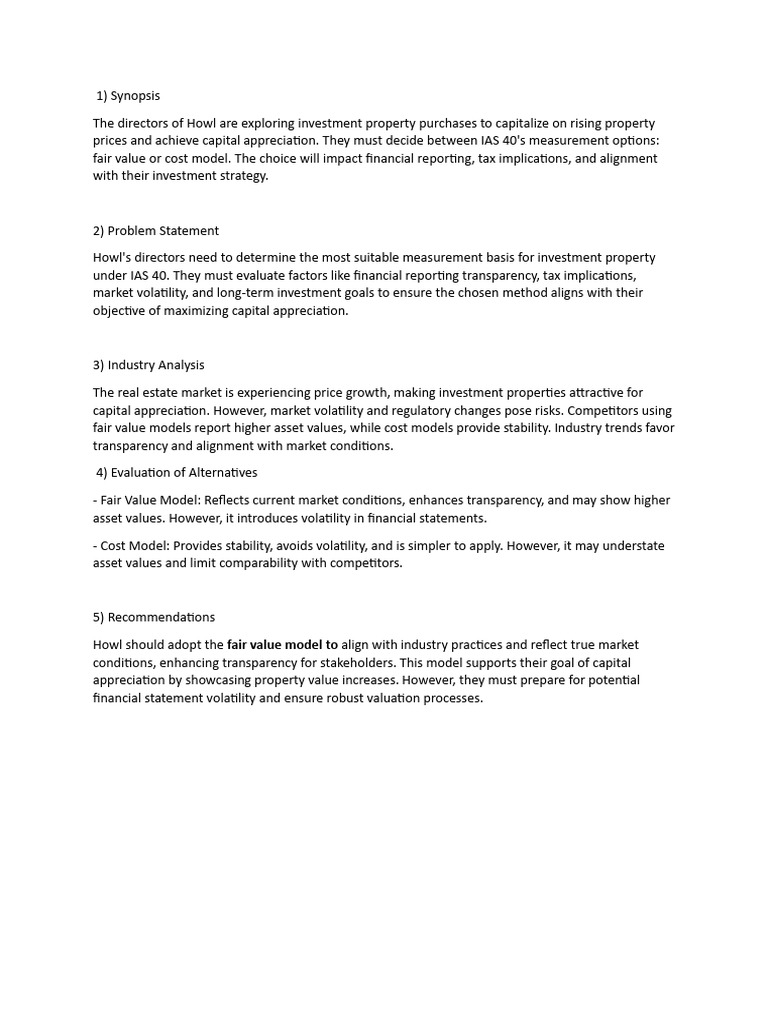 IAS 40: Fair Value vs. Cost Model Analysis | PDF