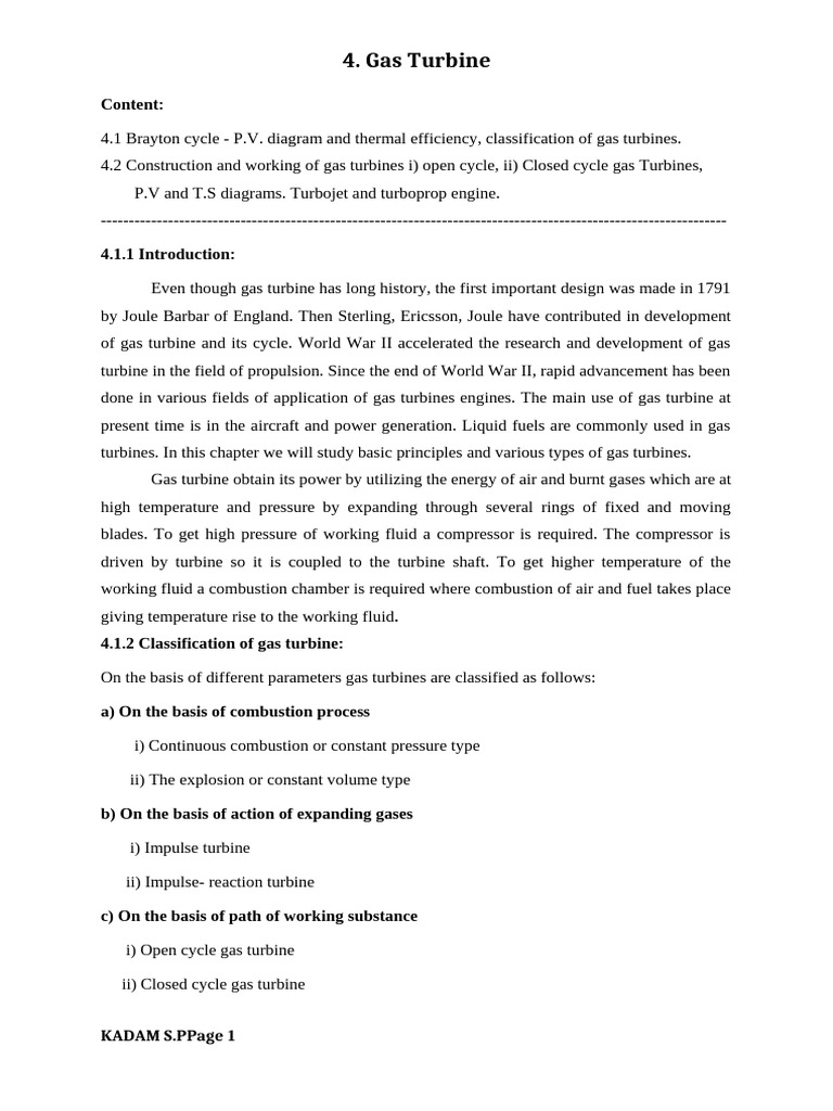 4 Gas Turbine Pdf Jet Engine Engines