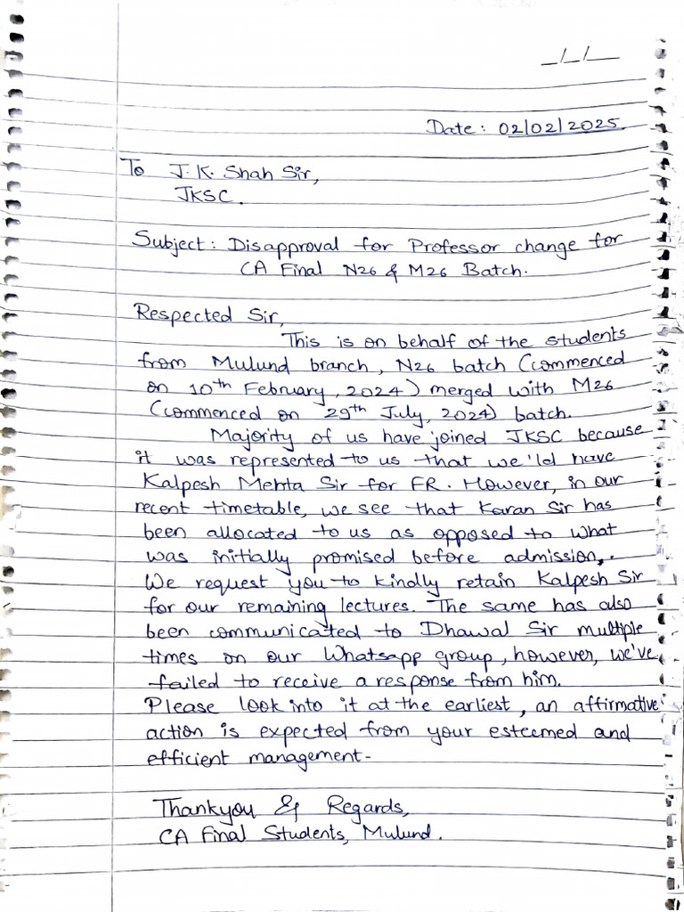 Letter for retaining KM sir | PDF