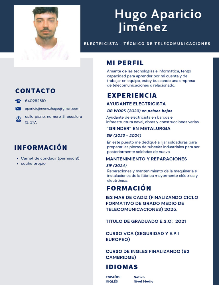 Currículum Vitae en Español Actualizado Hugo | PDF