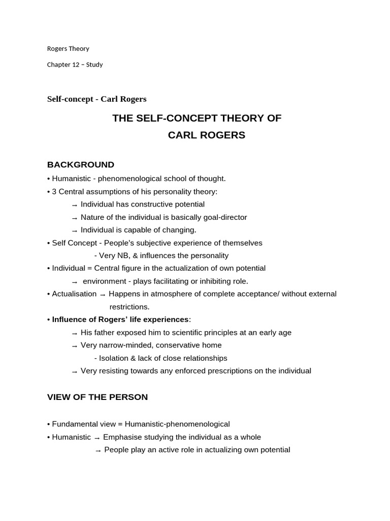 PYC2601 Rogers Theory Chapter 12 | PDF | Psychotherapy | Self Actualization