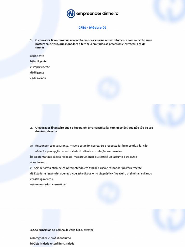 Módulo 1 CFEd - Questoes | PDF