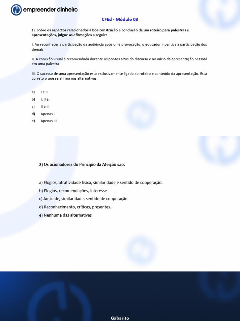Módulo 3 CFEd - Questoes | PDF