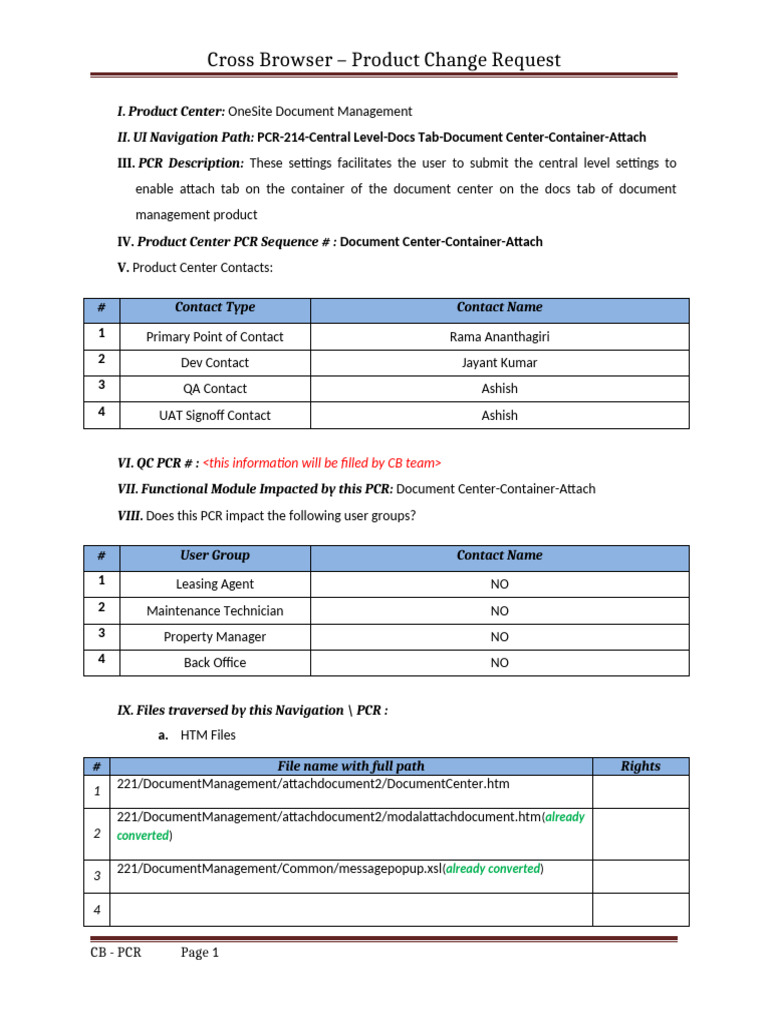 PCR 214 Central Level Docs Tab Document Center Container Attach | PDF ...
