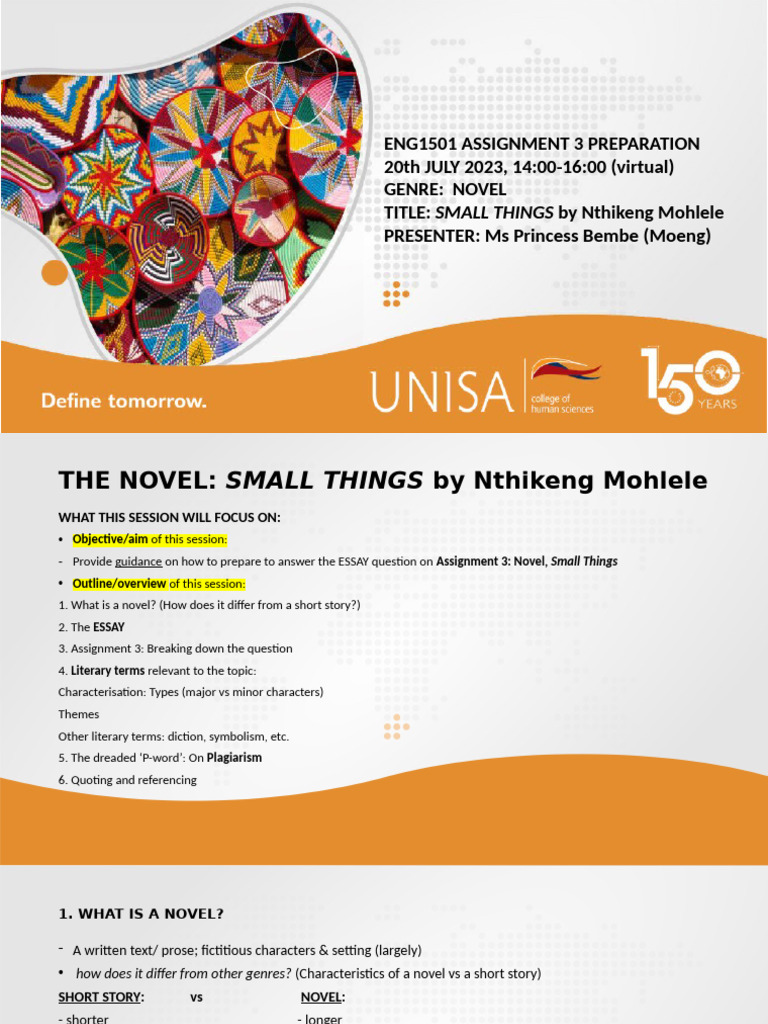 Eng1501 Assigt 3 Prep_novel_20july2023-Princess Bembe (Moeng) | PDF | Essays | Narrative