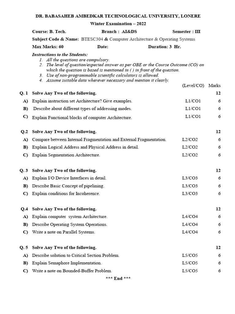 CAOS ALL PYQ (Pran Tehare) | PDF | Cpu Cache | Central Processing Unit