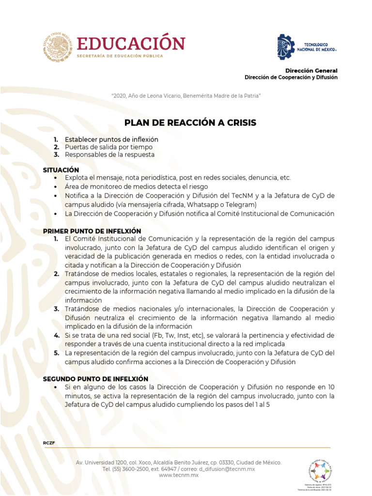 Manual de Comunicacion de Crisis TecNM | PDF