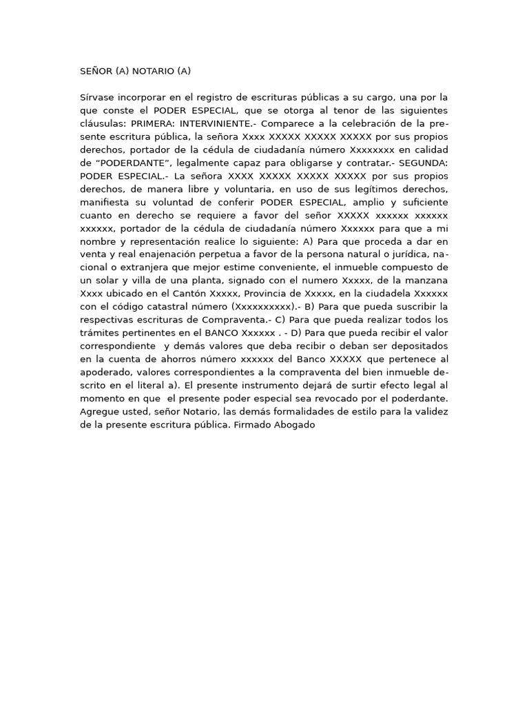 Poder especial compraventa | PDF