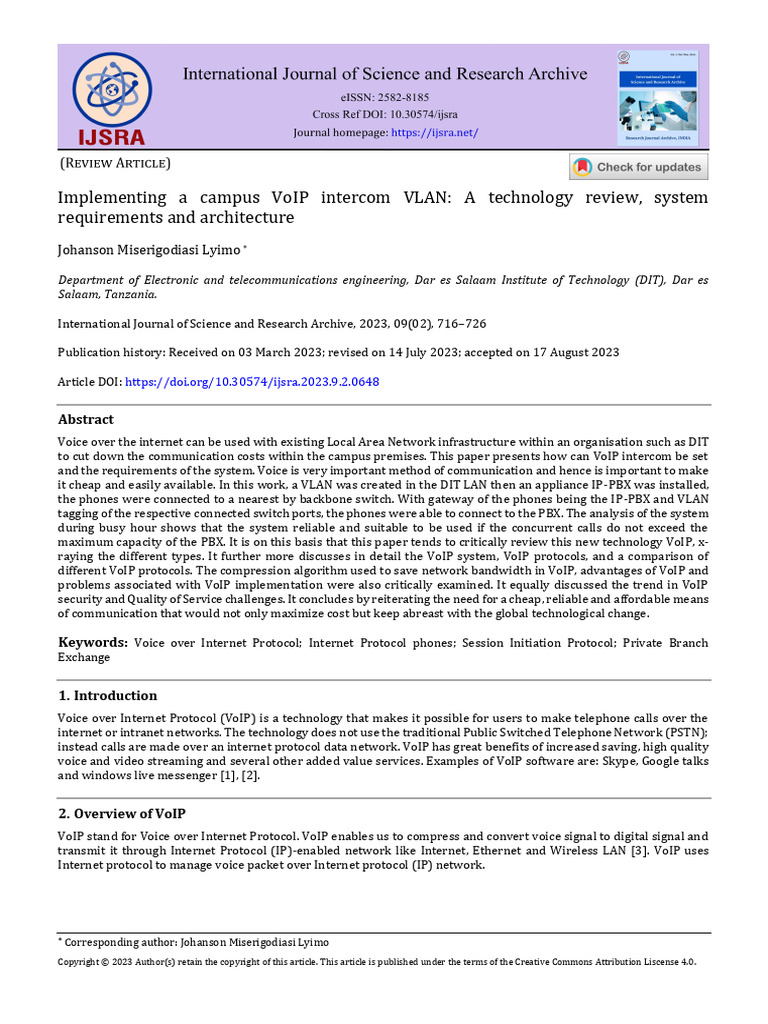 Ijsra 2023 0648 | PDF | Session Initiation Protocol | Voice Over Ip
