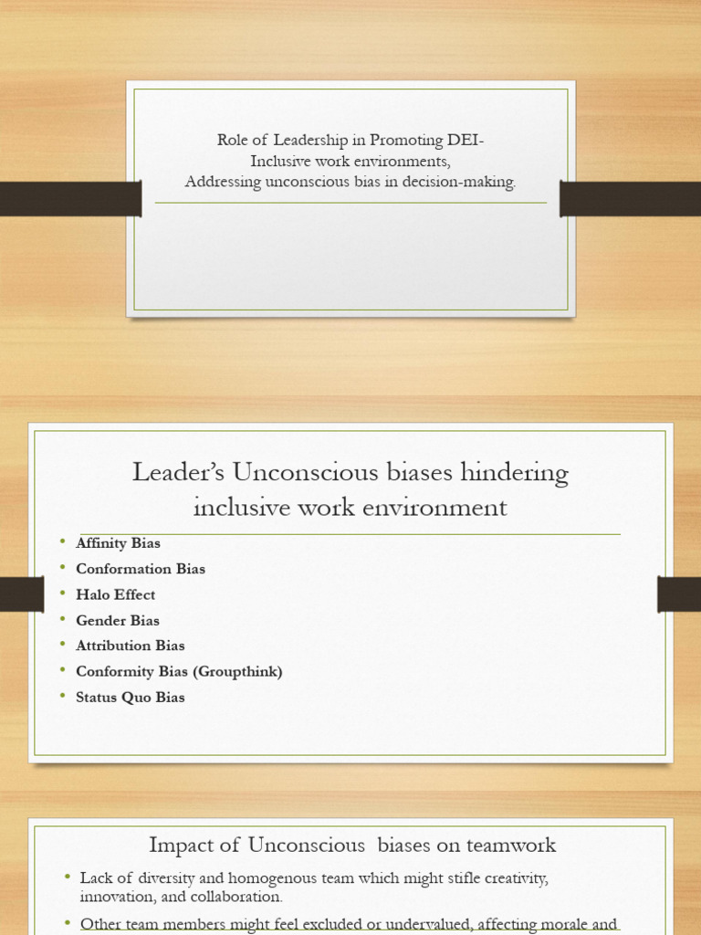 Role of Leadership in Promoting DEI - Inclusive Work | PDF