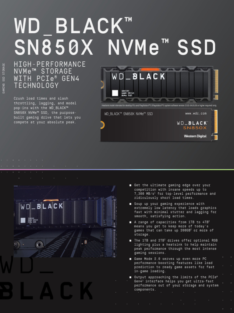 WD_BLACK SN850X SSD Datasheet | PDF | Solid State Drive | Office Equipment