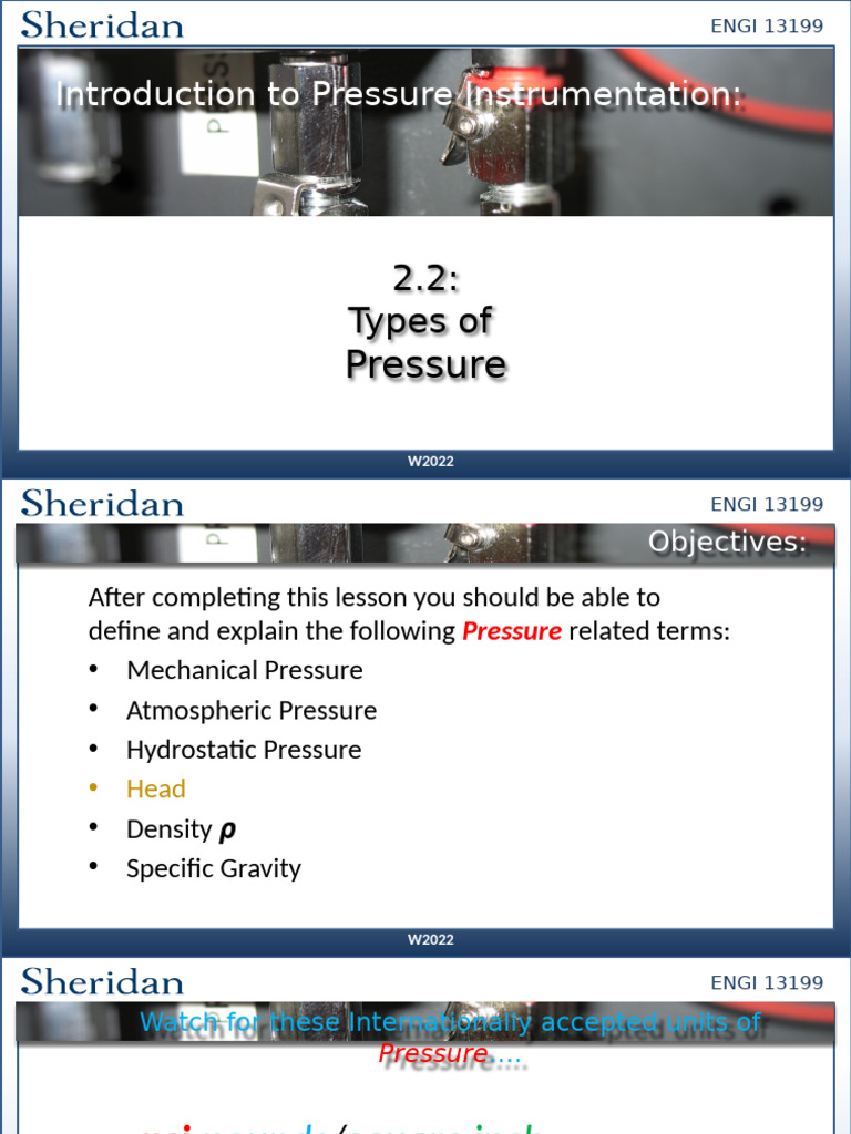 2022 Engi 13199 - 2.2 Types of Pressure (W2022 NV) | PDF | Pressure | Atmospheric Pressure