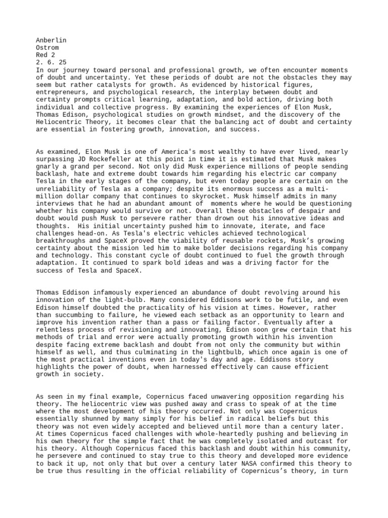 Certinity and Doubt | PDF | Elon Musk | Nicolaus Copernicus