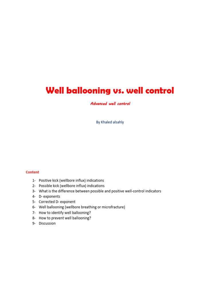 Well Ballooning vs. Well Control | PDF | Chemical Engineering