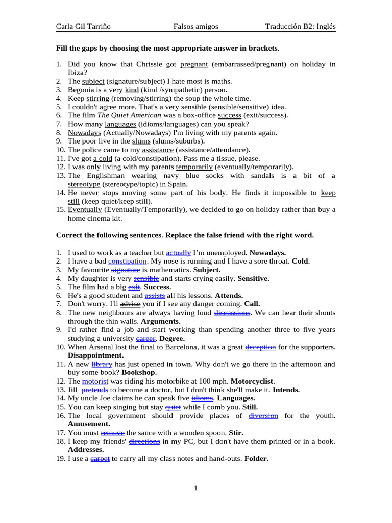 Gil, Carla. Falsos Amigos | PDF | Communication | Human Communication