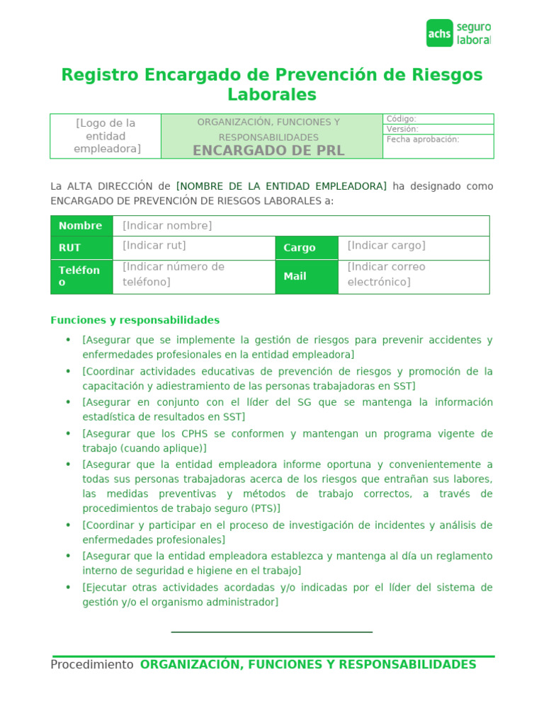 Registro Encargado PRL | PDF