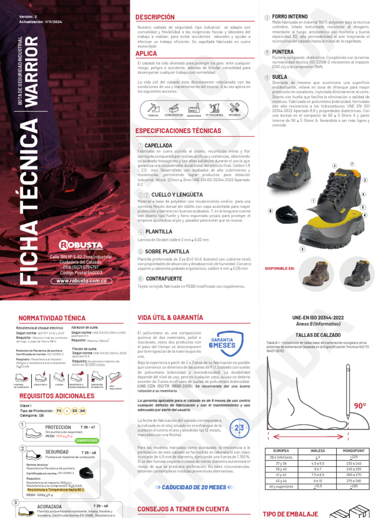 Ficha tecnica | PDF | Calzado | Materiales