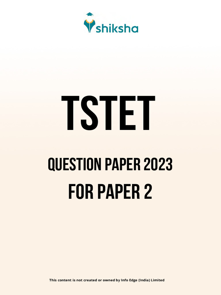 TS TET Paper 2 Question Paper 2023 | PDF