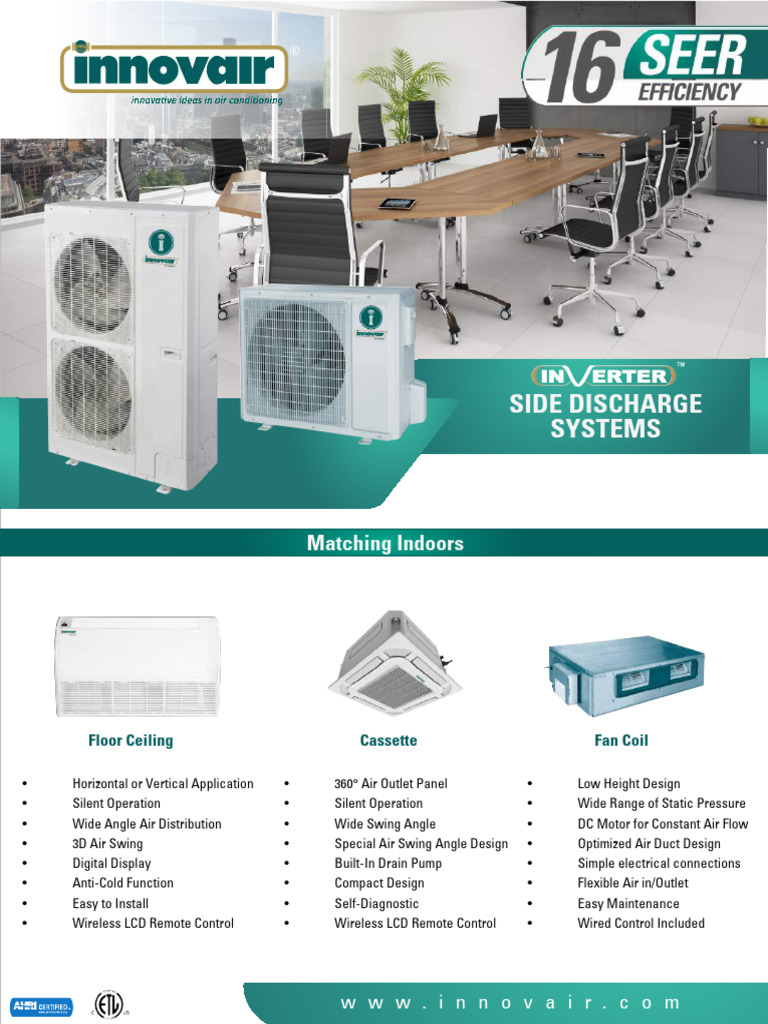 Innovair SDCU Inverter System Brochure Eng 16 SEER Compressed | PDF ...