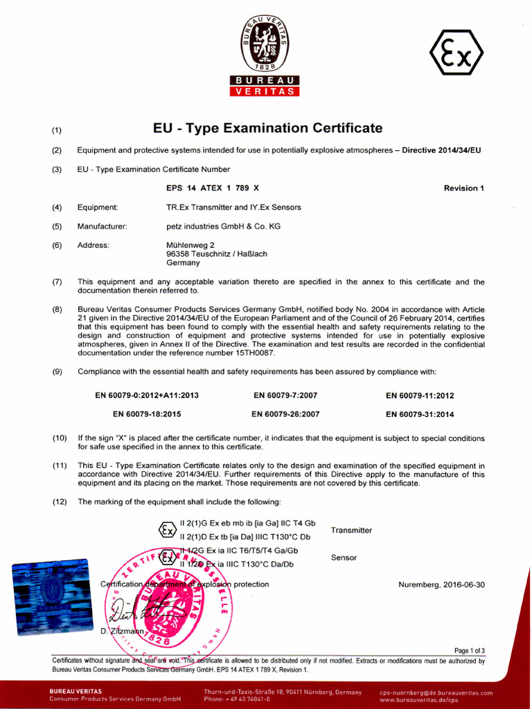 EPS 14 ATEX 1 789 X en Rev1 | PDF