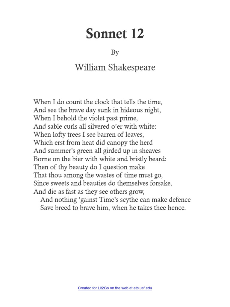 The Sonnets 012 Sonnet 12 | PDF