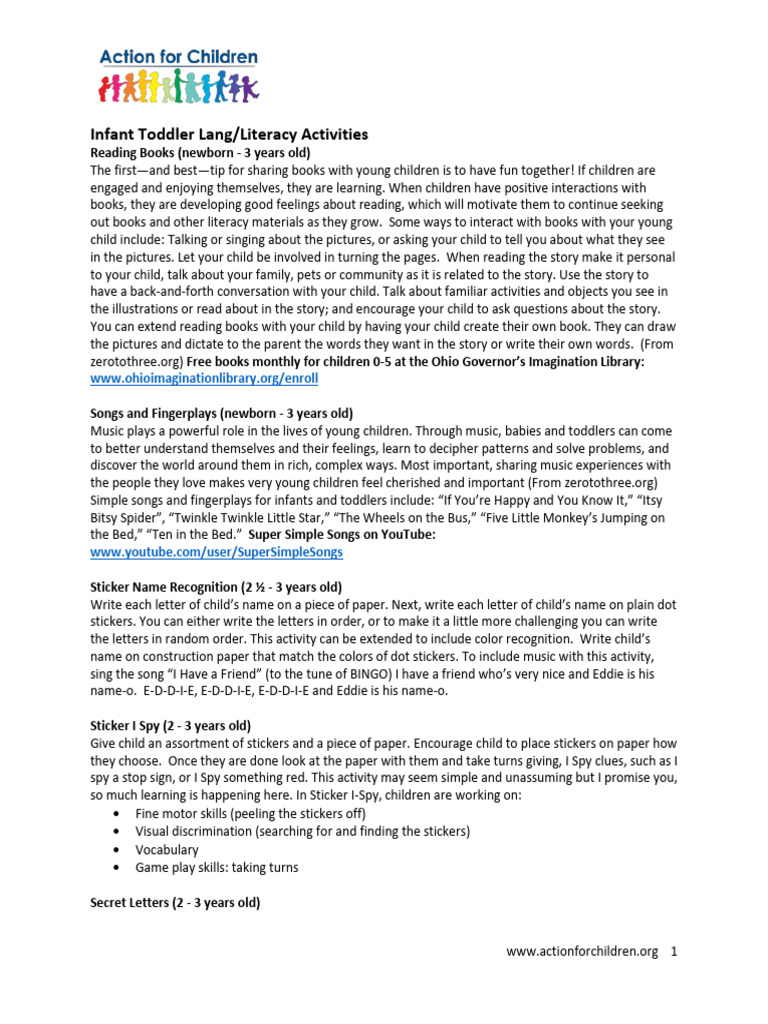 Infant Toddler Language Literacy | PDF | Infants | Human Life Stages