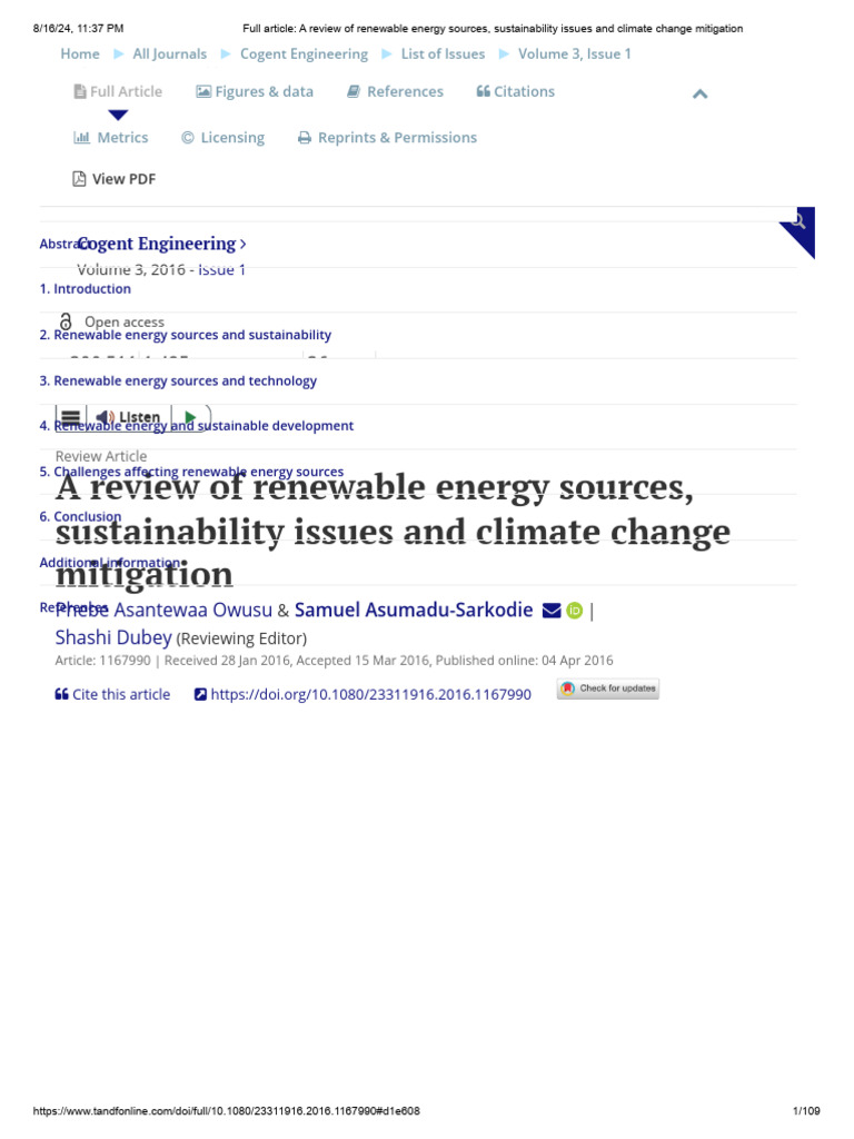 Renewable Energy and Sustainability Review | PDF | Coal | Sustainable ...
