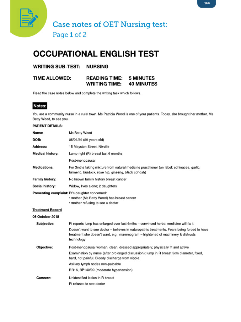 Sample Writing Case Notes | PDF