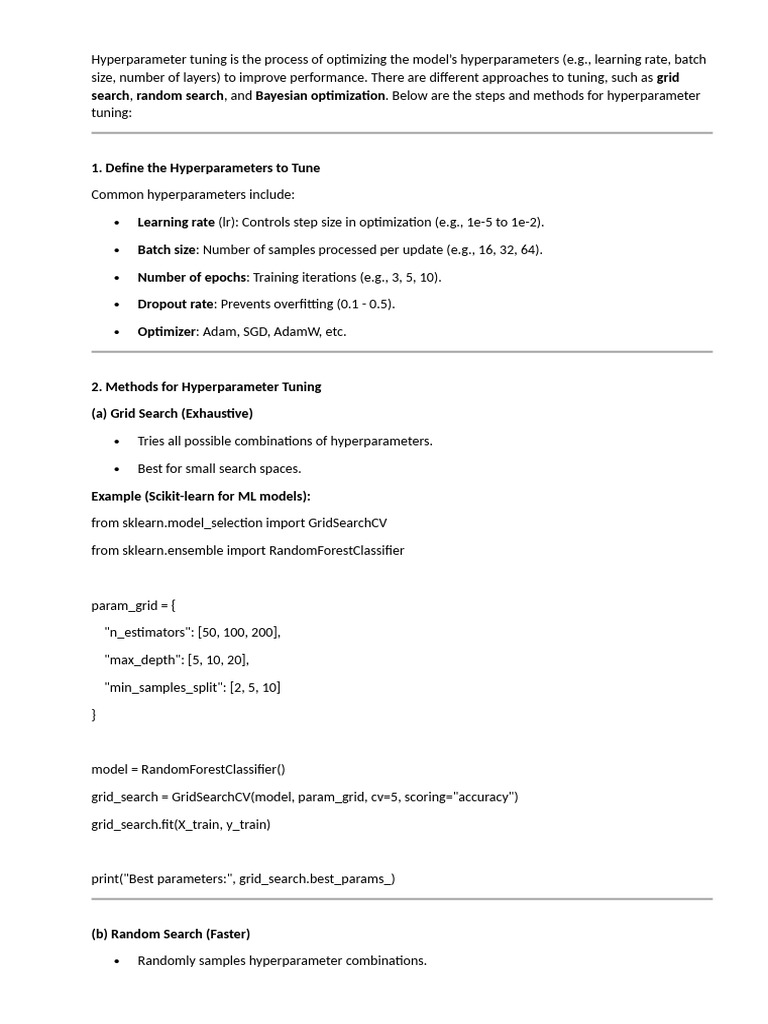 Hyperparameter Tuning Is The Process of Optimizing The Model | PDF | Statistical Theory ...