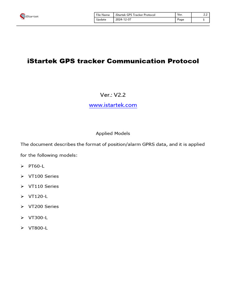IStartek GPS Tracker Communication Protocol V2.2 | PDF | Port (Computer Networking) | Celsius