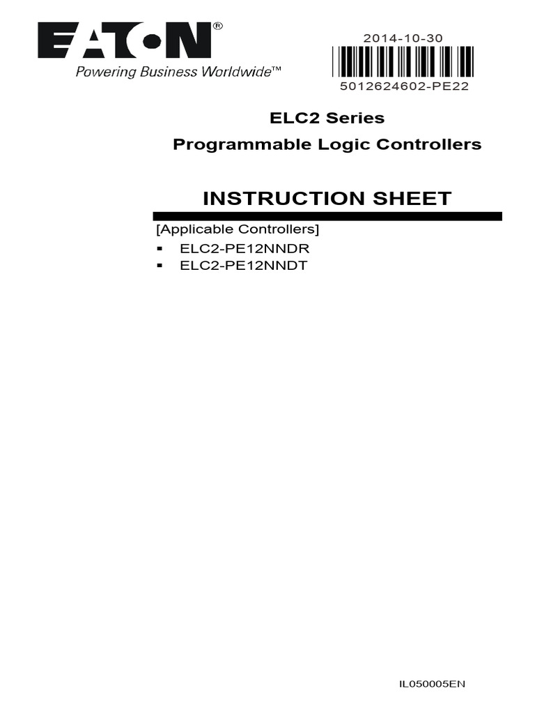 Eaton ELC2-PE12 Modules Instruction Sheet | PDF | Power Supply ...