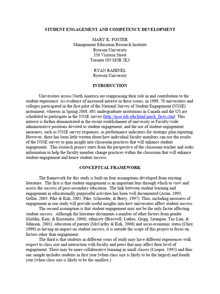 Foster, Rahinel - 2008 - Student Engagement and Competency Development ...