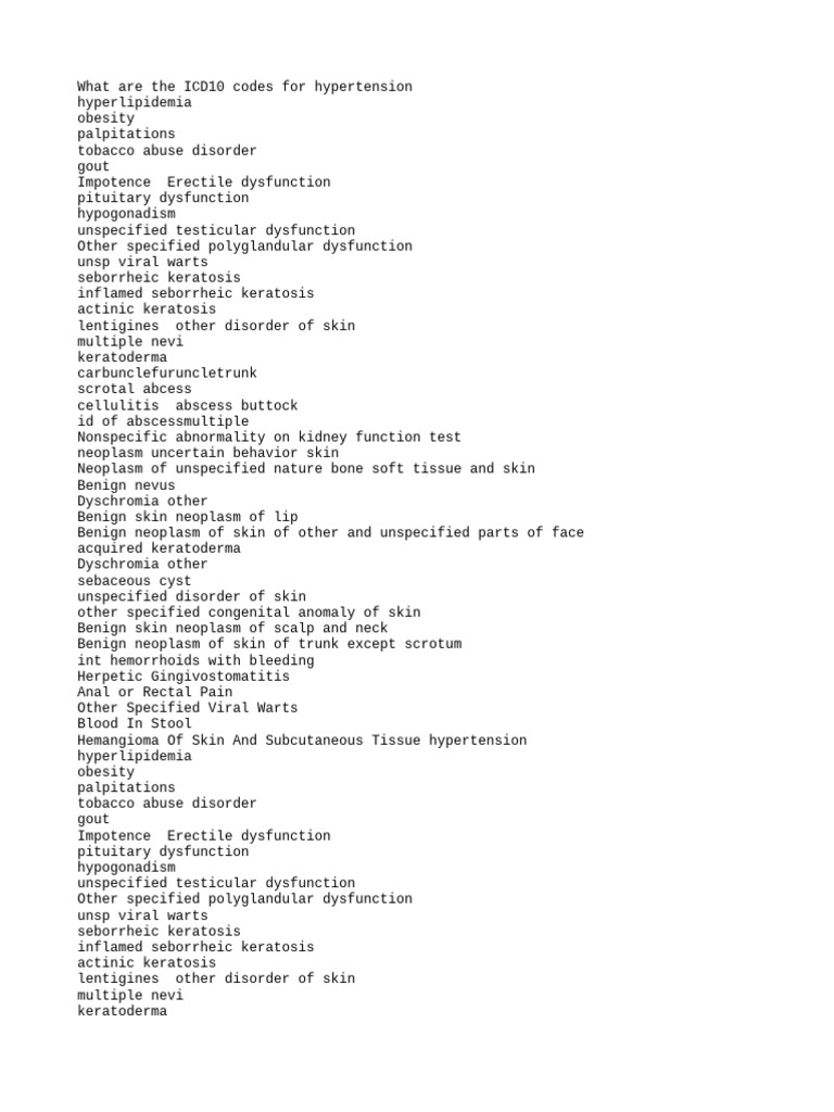 ICD-10 Codes for Common Conditions | PDF | Neoplasms | Hemorrhoid