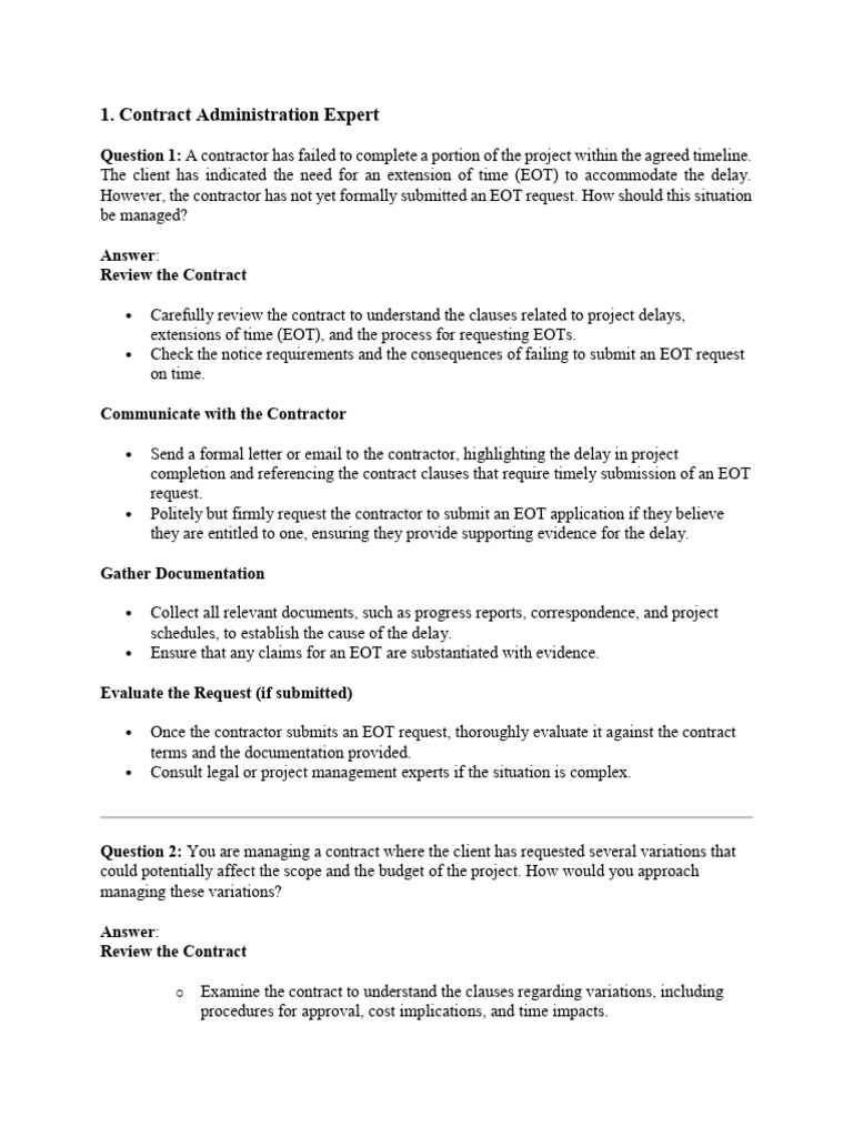 Managing Contract Delays & Variations | PDF