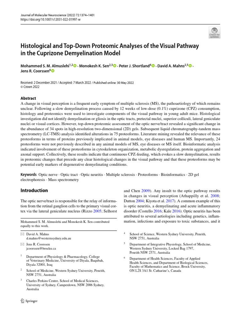 Almuslehi-Histological and top-down proteomic analyses of the visual ...