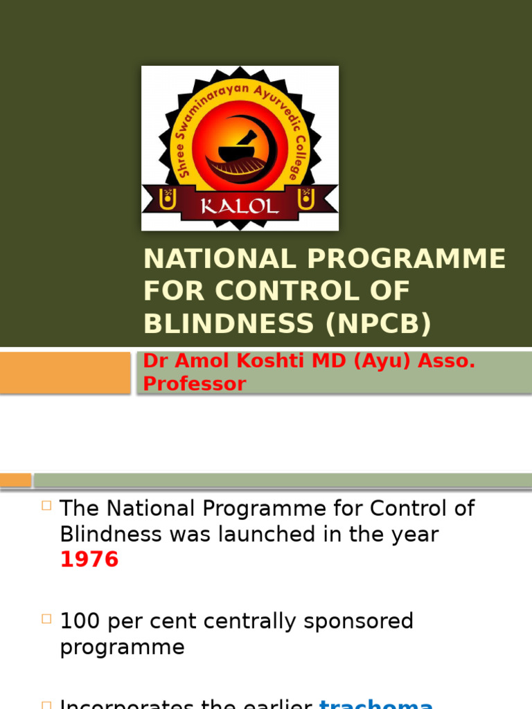 NPCB: National Blindness Control Program | PDF | Visual Impairment ...