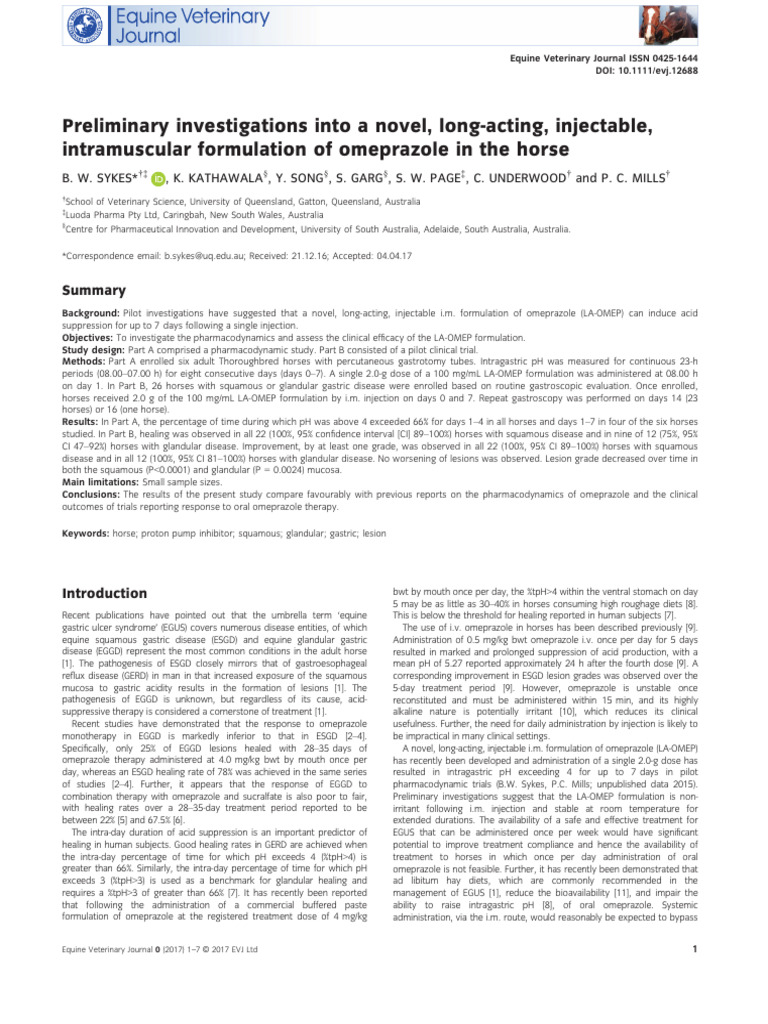 Preliminary Investigations Into A Novel, Long-Acting, Injectable ...