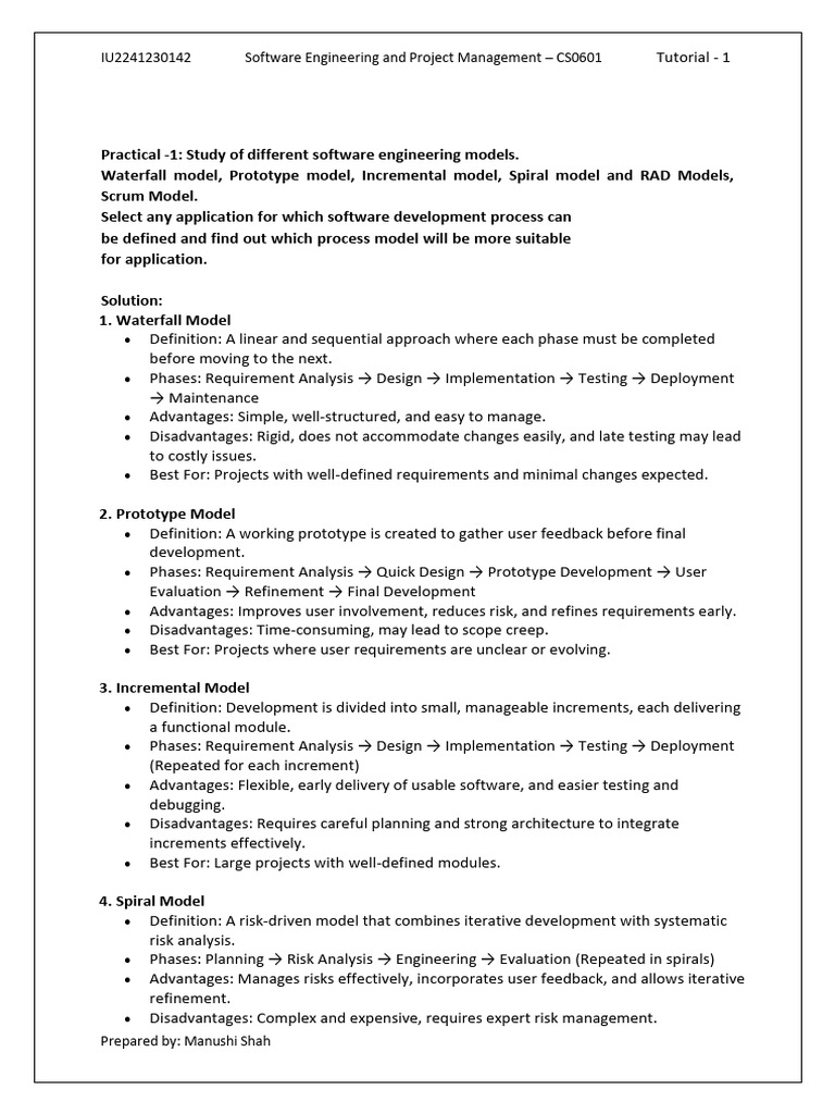 Iu2241230142 Sepm Lab-1 | PDF | Software Development Process | Agile Software Development